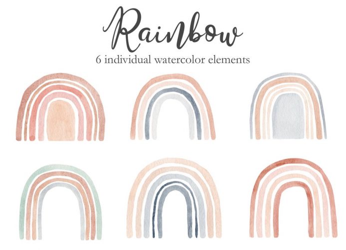 SunRayArt Designs - Watercolor Rainbows Cliparts and Digital Papers.