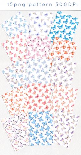 SunRayArt Designs - Watercolor Butterfly Seamless Digital Paper