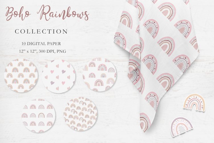 SunRayArt Designs - Watercolor Rainbows Cliparts and Digital Papers.