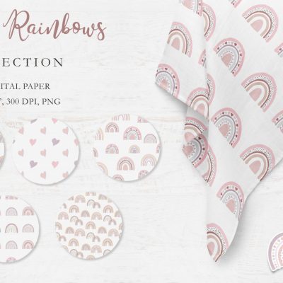 SunRayArt Designs - Watercolor Rainbows Cliparts and Digital Papers.