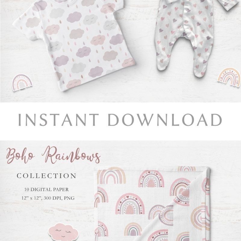 SunRayArt Designs - Watercolor Rainbows Cliparts and Digital Papers.