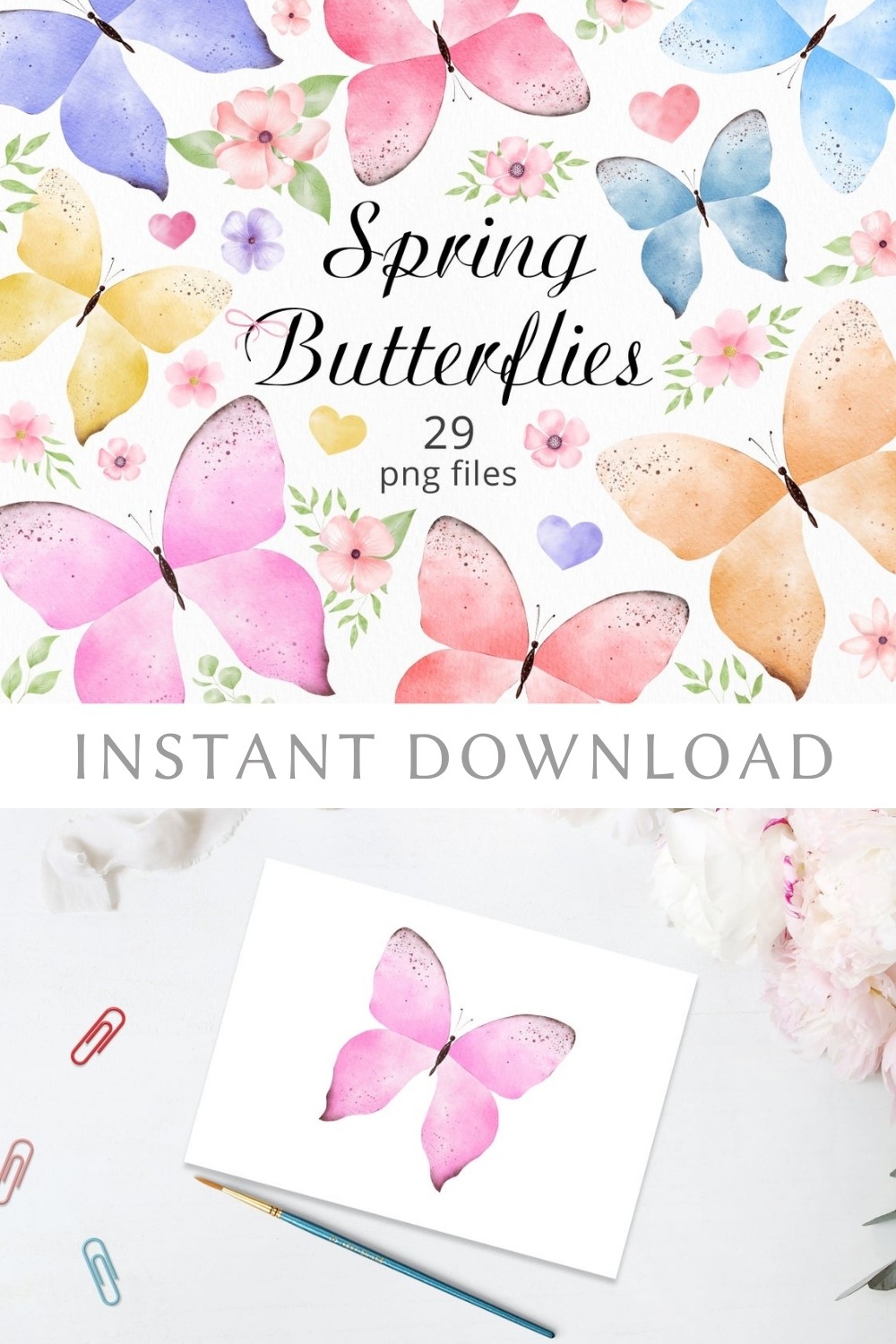 SunRayArt Designs - Watercolor Butterfly Clipart Set