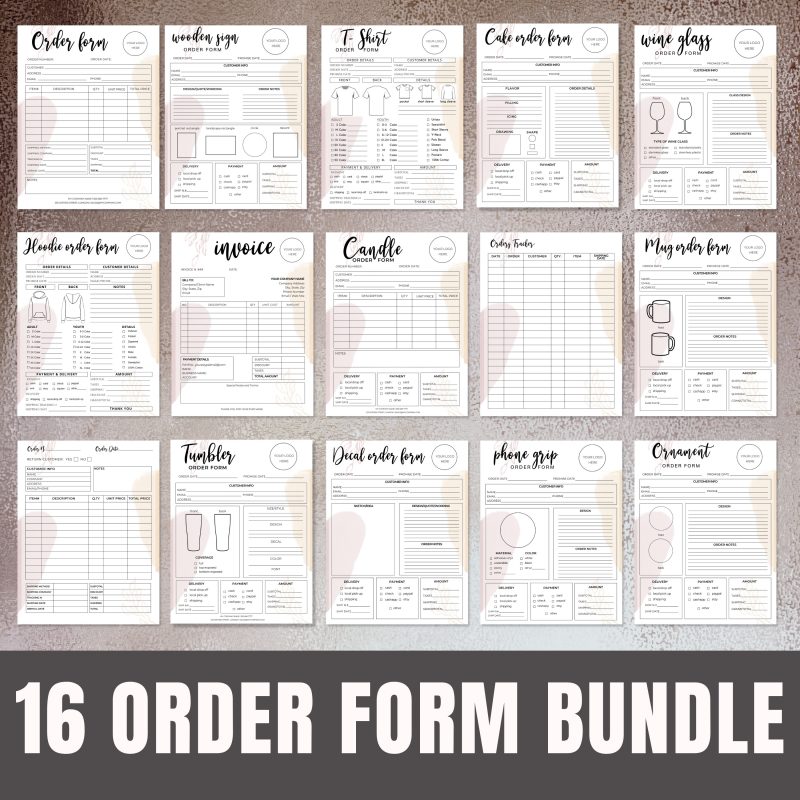 16 Editable Order Form Bundle, Canva Template For Small Business