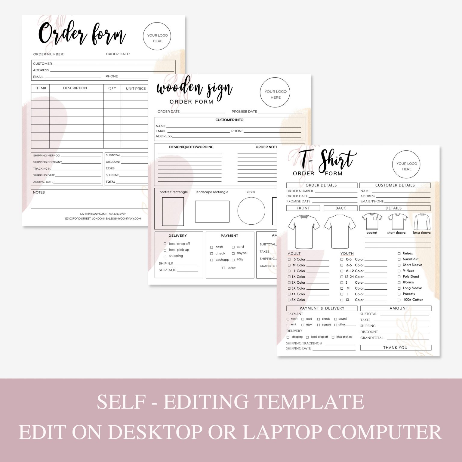 16 Editable Order Form Bundle, Canva Template For Small Business