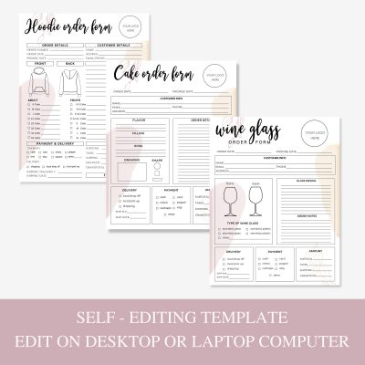 16 Editable Order Form Bundle, Canva Template For Small Business