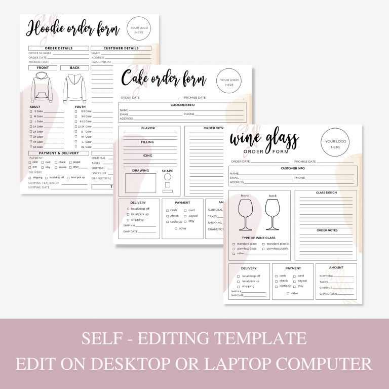 16 Editable Order Form Bundle, Canva Template For Small Business