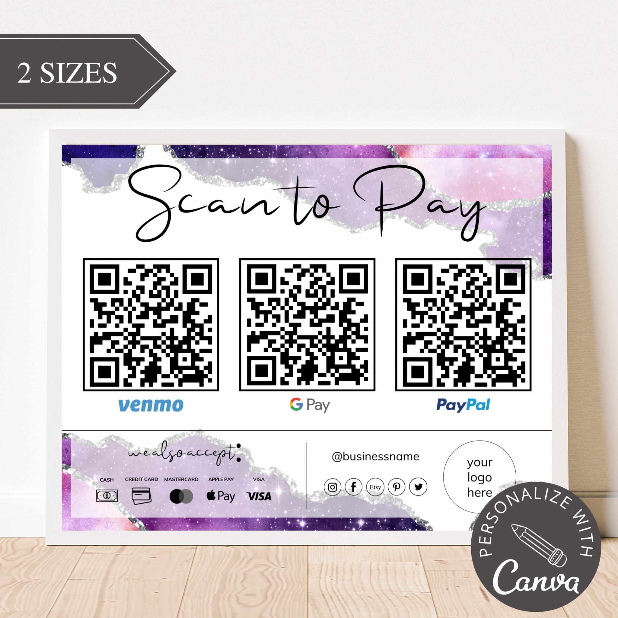 SunRayArt Designs - Scan To Pay Sign I Editable Canva Template