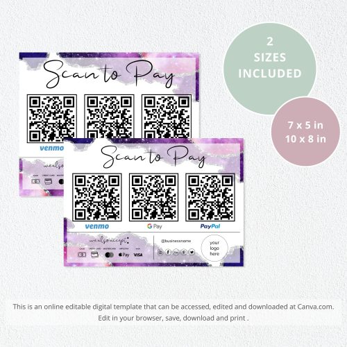 SunRayArt Designs - Scan To Pay Sign I Editable Canva Template