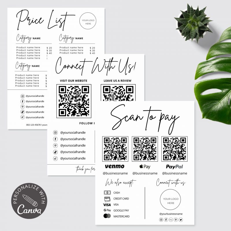 SunRayArt Designs - Qr Code Sign Bundle For Small Business
