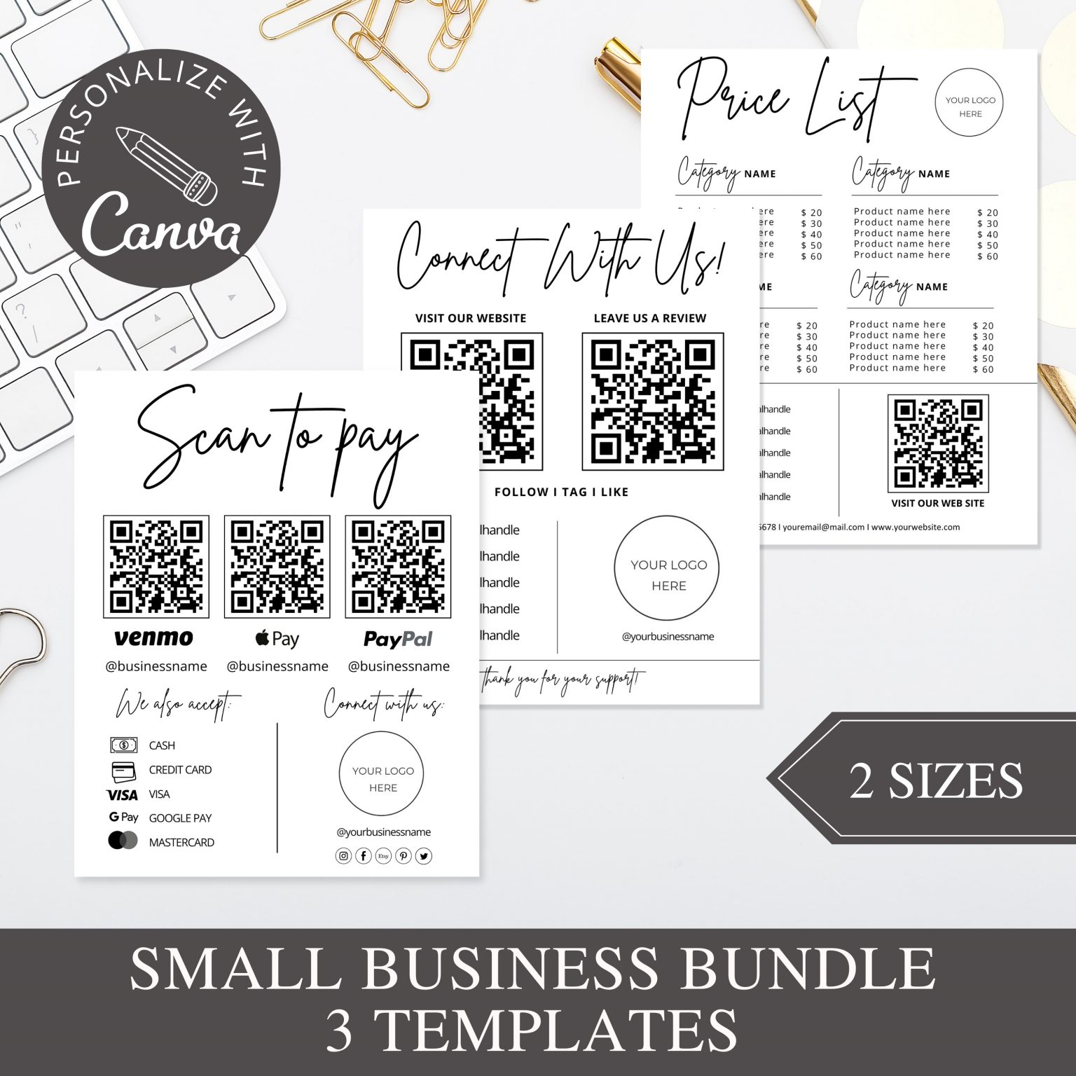 SunRayArt Designs - Qr Code Sign Bundle For Small Business