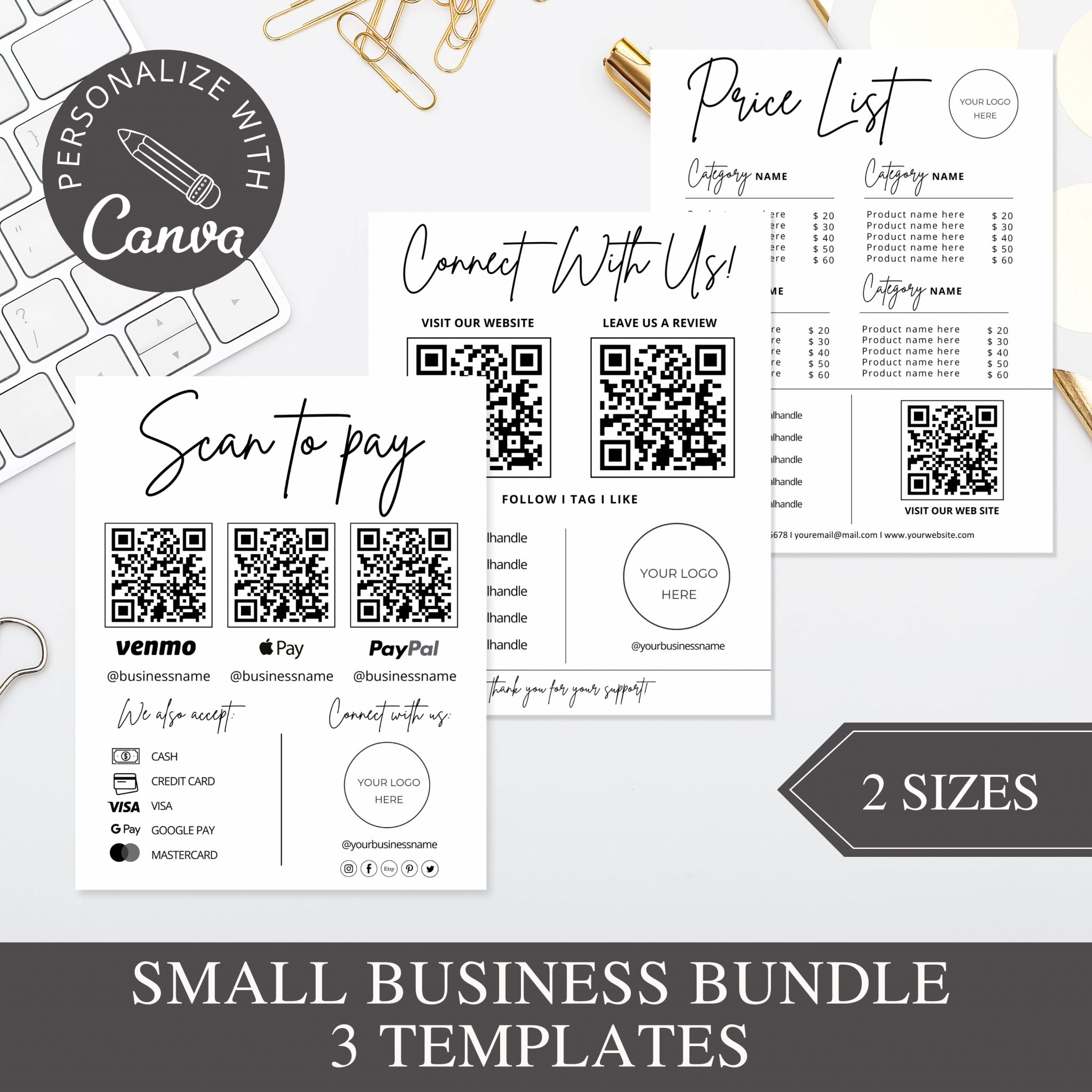 SunRayArt Designs - Qr Code Sign Bundle For Small Business