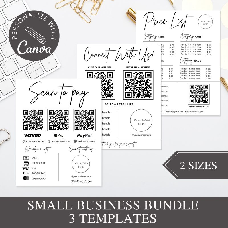 SunRayArt Designs - Qr Code Sign Bundle For Small Business