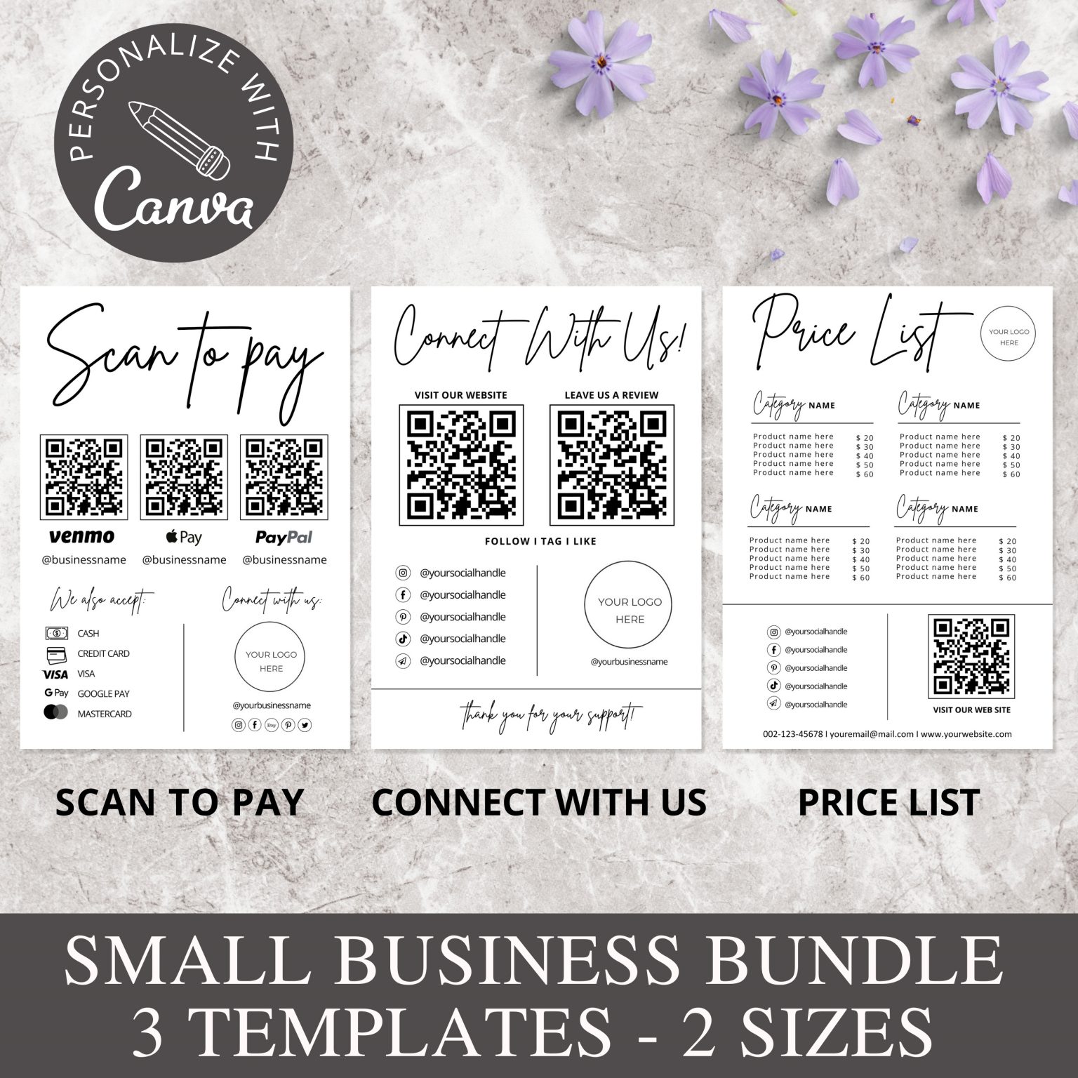 SunRayArt Designs - Qr Code Sign Bundle For Small Business