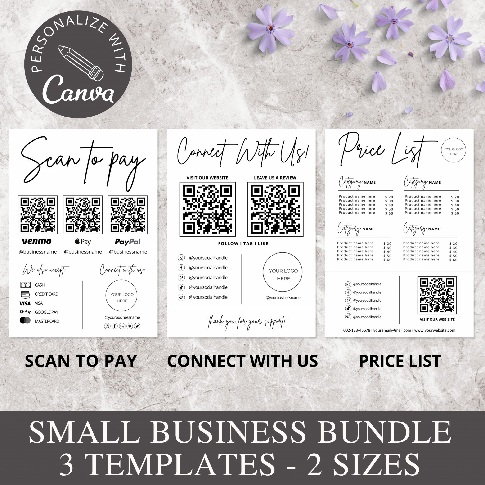 SunRayArt Designs - Qr Code Sign Bundle For Small Business