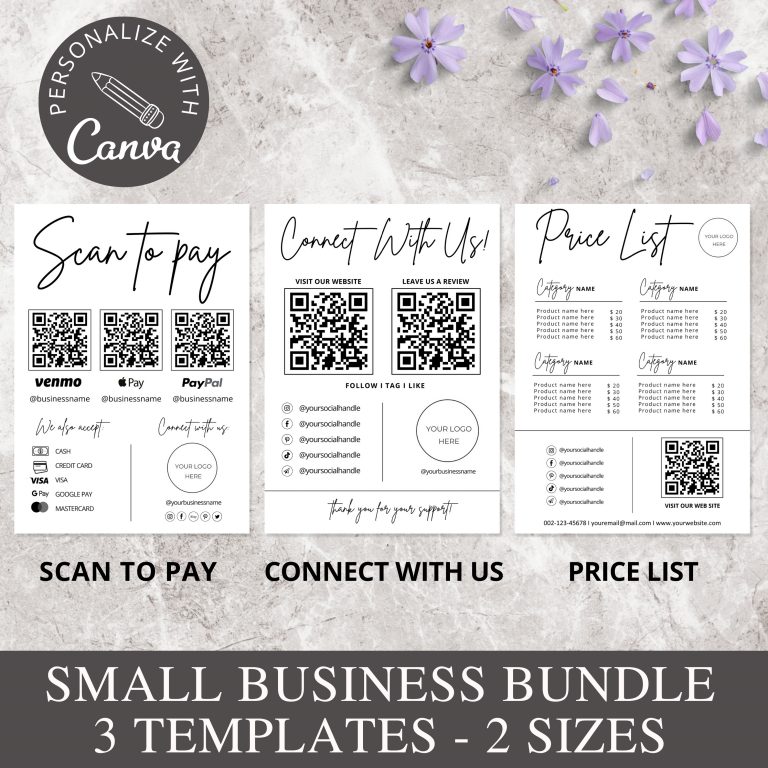 SunRayArt Designs - Qr Code Sign Bundle For Small Business