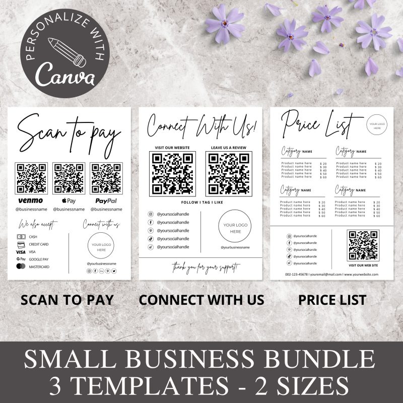 SunRayArt Designs - Qr Code Sign Bundle For Small Business