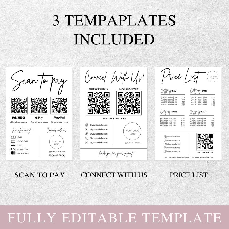 SunRayArt Designs - Qr Code Sign Bundle For Small Business