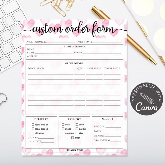 SunRayArt Designs - Valentine Order Form I Editable Canva Template