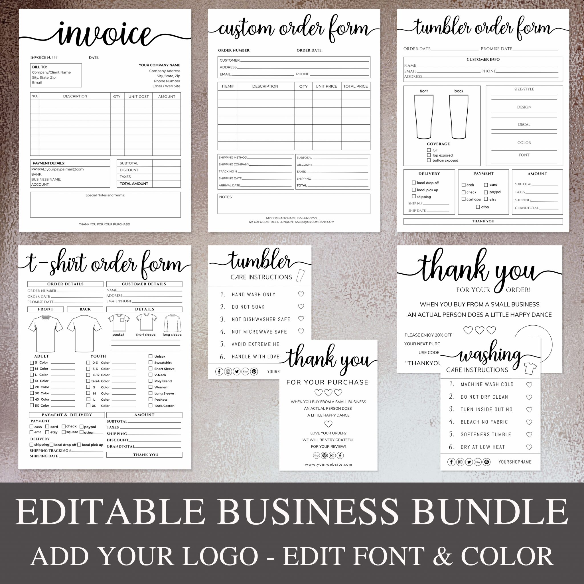 10 Editable Forms Bundle, Canva Template For Small Business