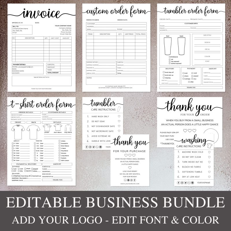 10 Editable Forms Bundle, Canva Template For Small Business