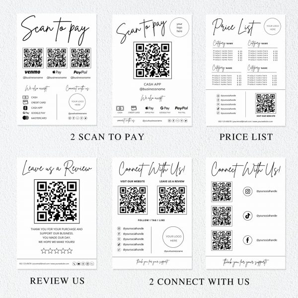 SunRayArt Designs - Qr Code Sign Bundle For Small Business