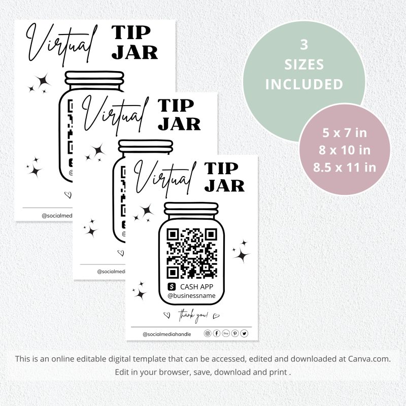SunRayArt Designs - Virtual Tip Jar Canva Template