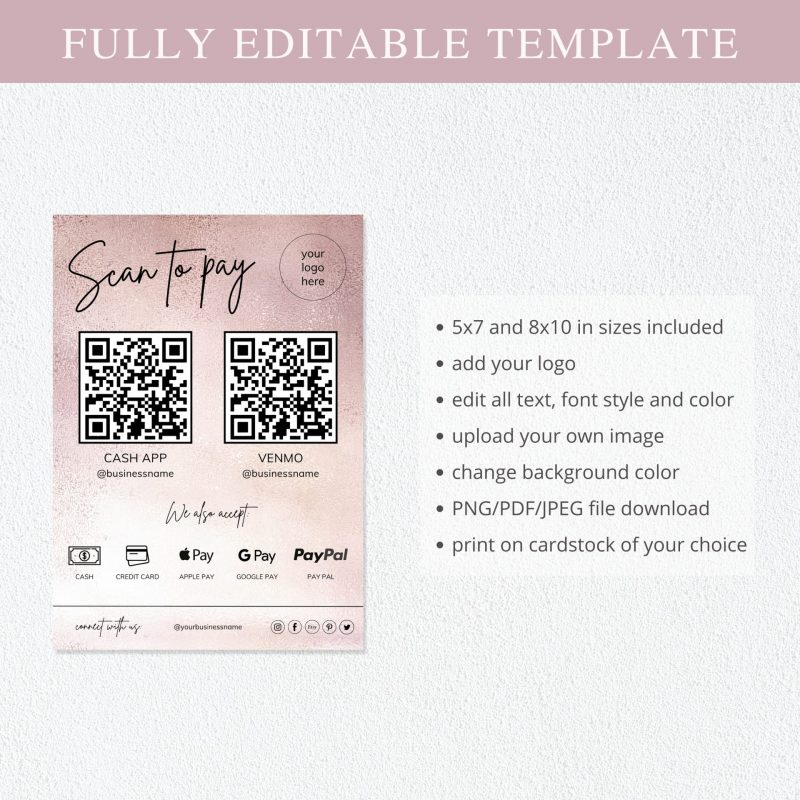 SunRayArt Designs - Qr Code Sign Canva Template
