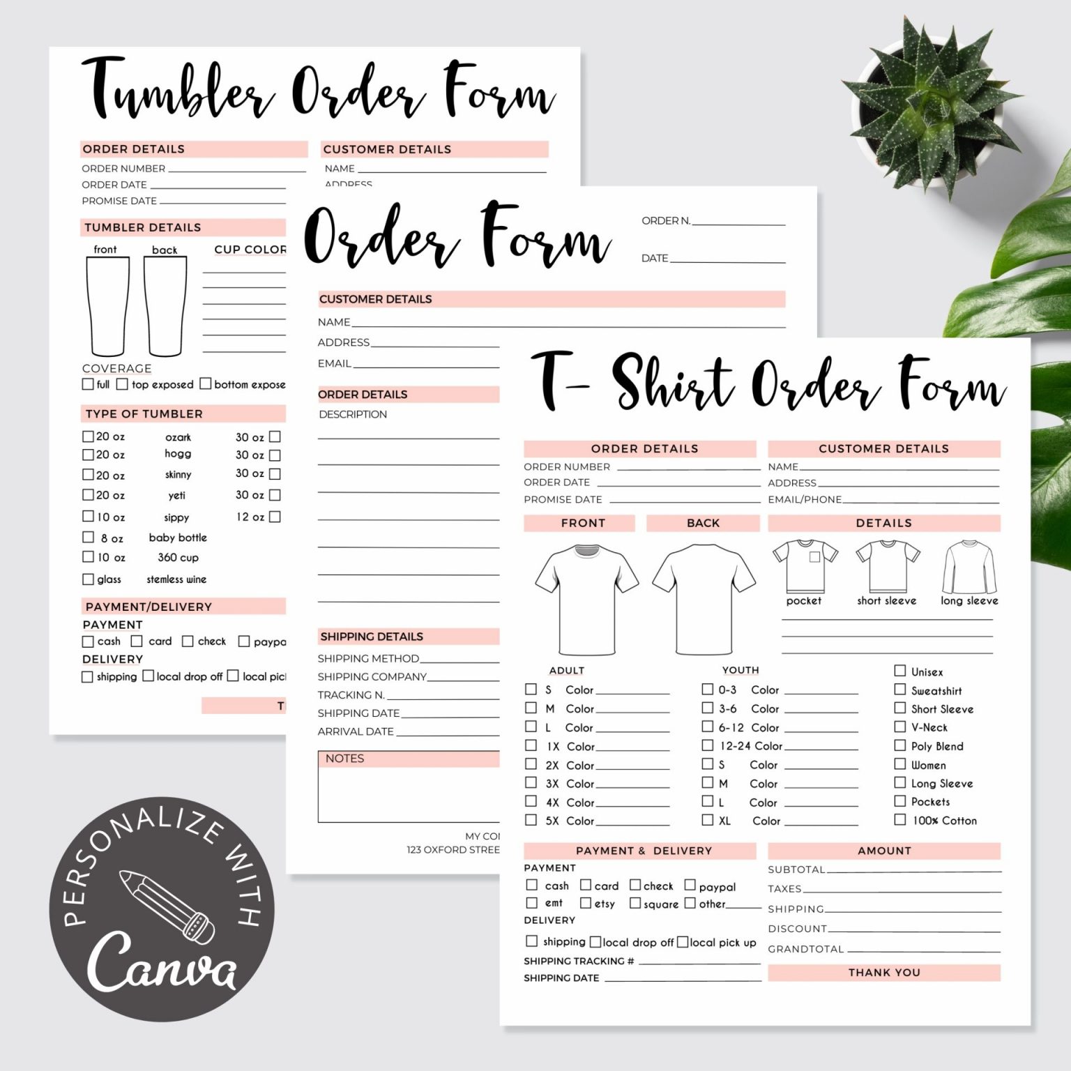 Order Form Template Printable I Canva Template