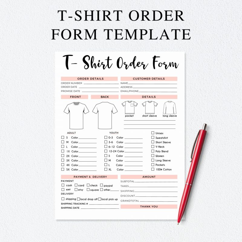Order Form Template Printable I Canva Template
