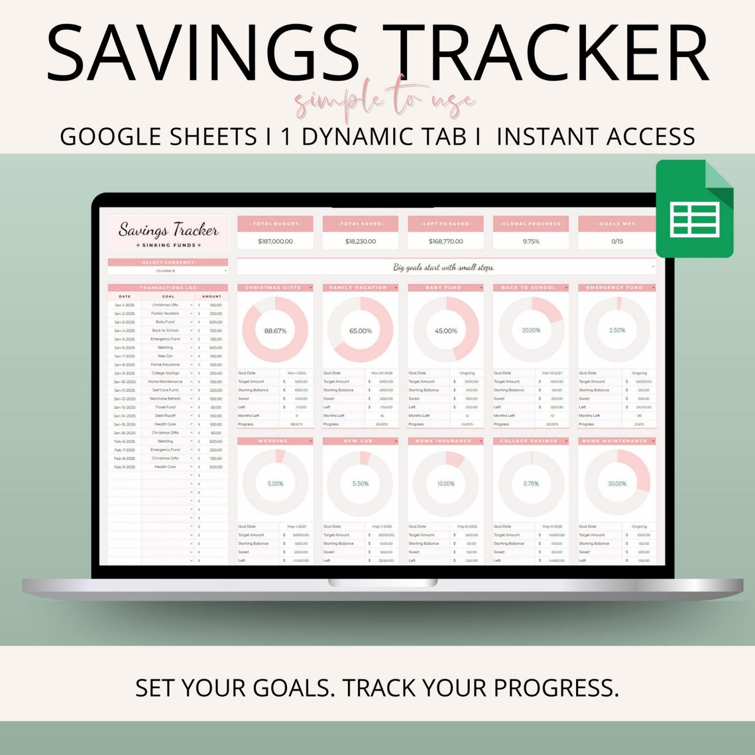 Automated Sinking Funds Tracker for Google Sheets